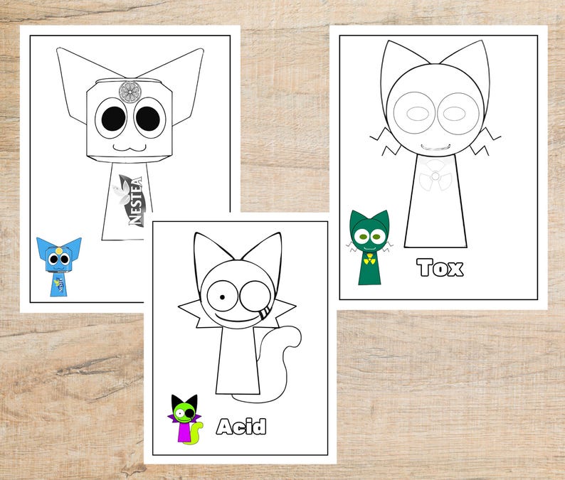 22 +8 Sprunki Characters Printable Coloring Pages A4 Coloring Book for ...