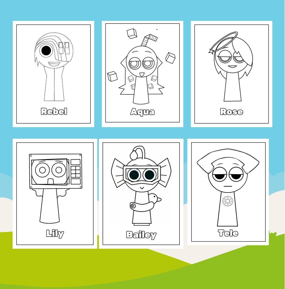22 +8 Sprunki Characters Printable Coloring Pages A4 Coloring Book for ...