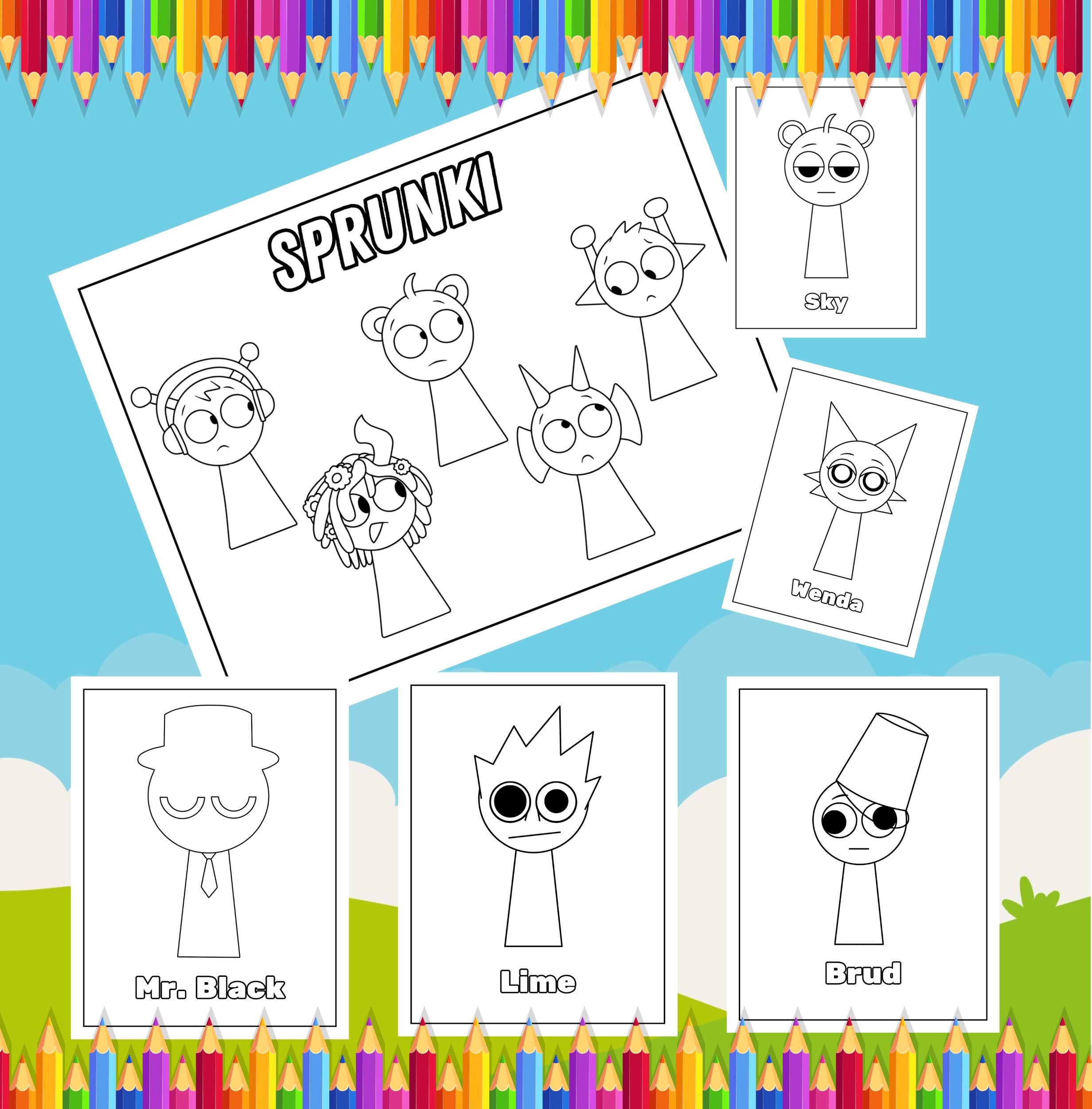 35 Sprunki Characters Printable Coloring Pages A4 Coloring Book for ...