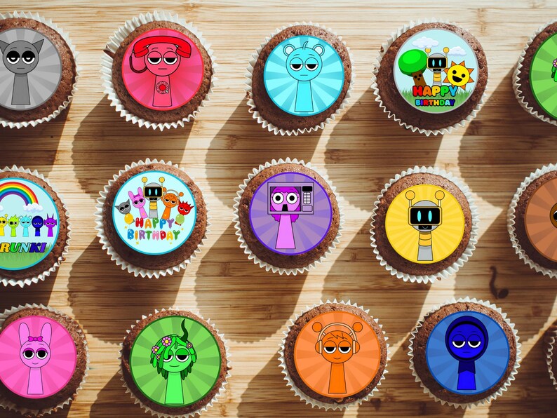 Printable Sprunki Cupcake Toppers Cake Decoration – Digital Download ...