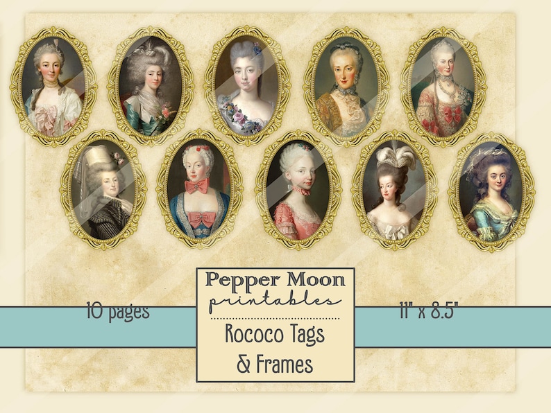 ROCOCO Tags and Frames, Journal Ephemera, 18th Century, Marie ...