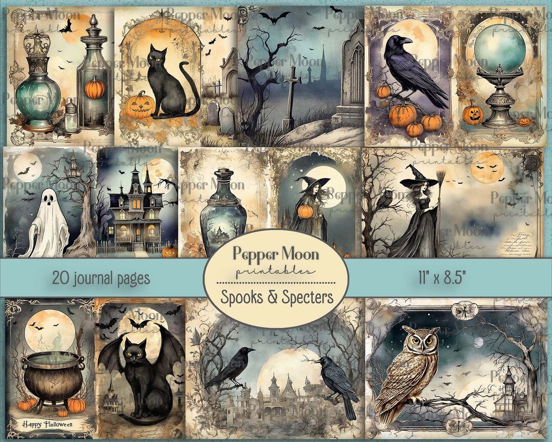 Spooks & Specters, 20 Journal Pages, Spooky Halloween Papers, Digital ...