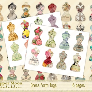 Dress Form Tags, Printable Ephemera, Digital Papers, Instant Download ...