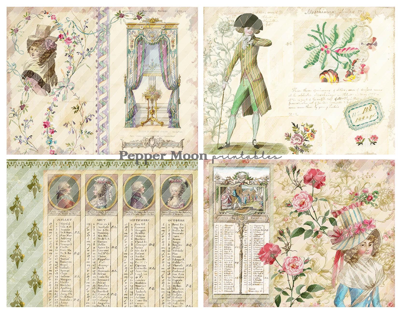 18th Century Tall and Landscape Journal Kit, Rococo, Marie Antoinette ...