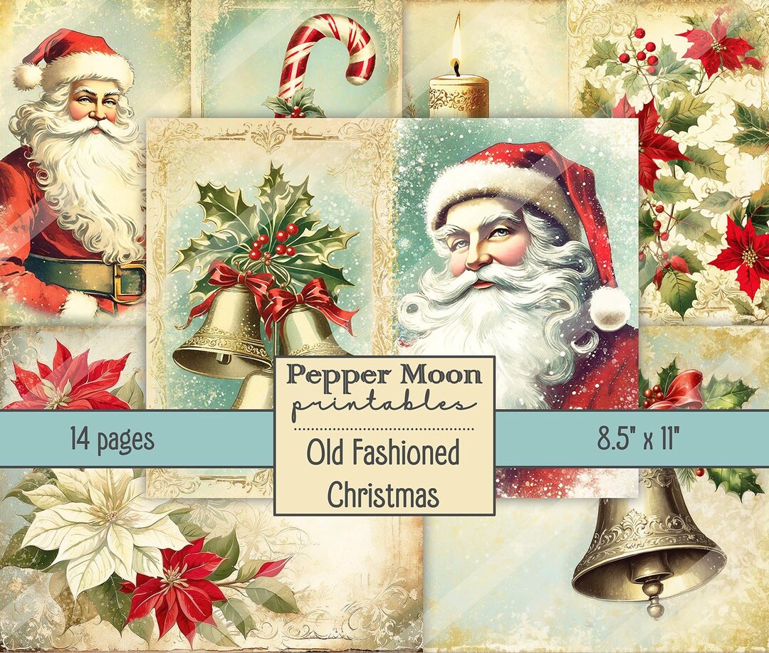 Old Fashioned Christmas, 14 Journal Pages, Vintage Christmas, Digital ...