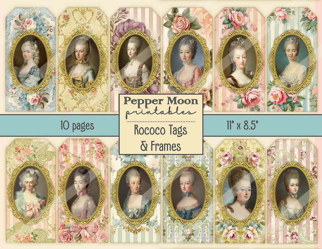 ROCOCO Tags and Frames, Journal Ephemera, 18th Century, Marie ...