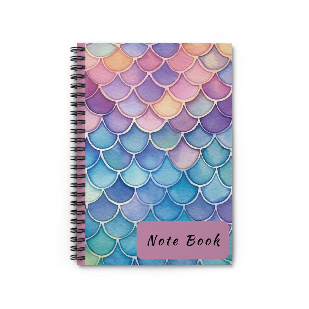 Mermaid Scales Spiral Notebook, Watercolor Journal, Cute Stationery ...
