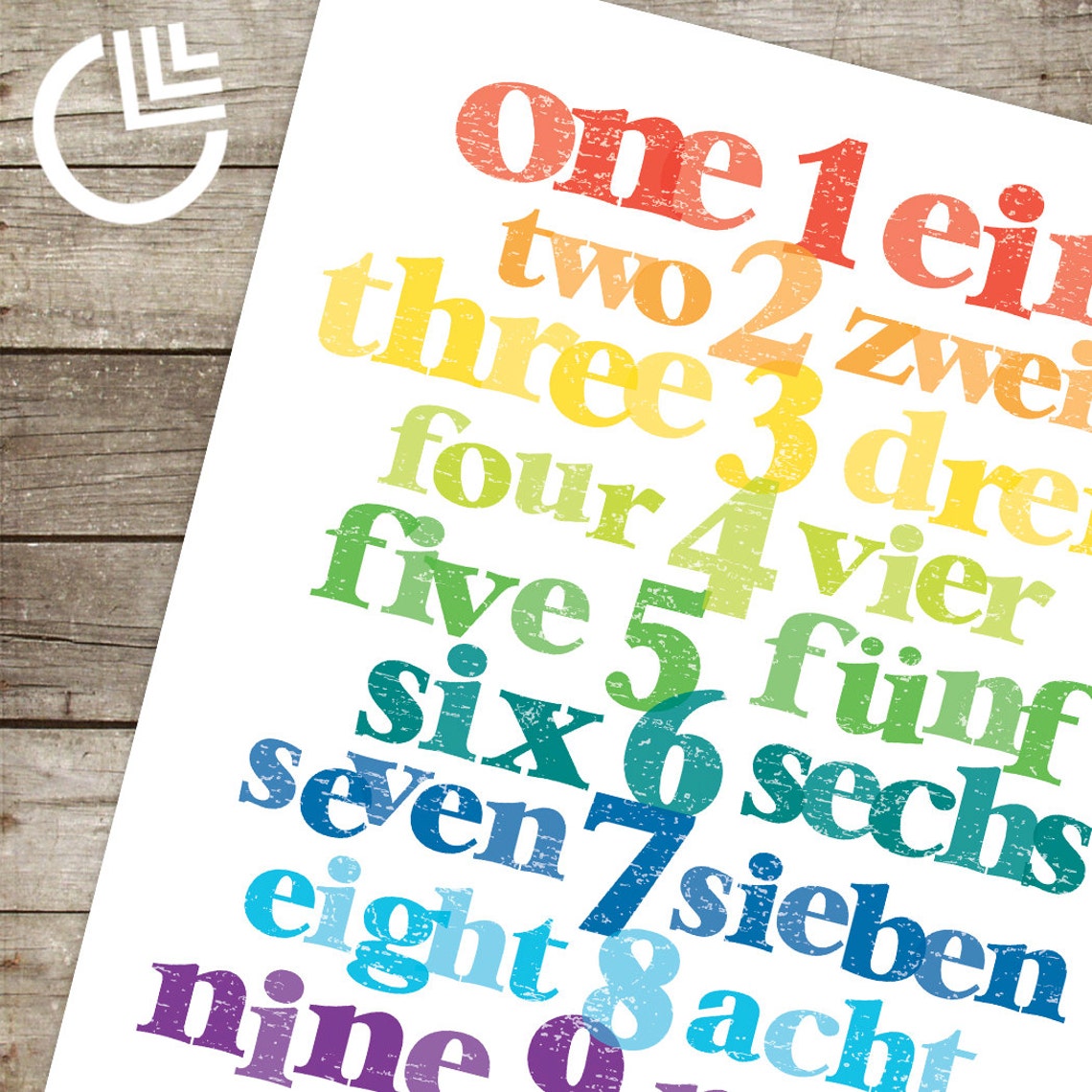 Instant Download Printable 8x10 Art Print German and English Numbers ...