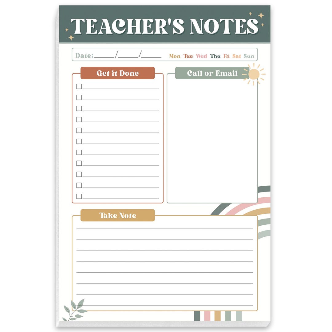 Personalized Teacher Gifts – Custom Modern Boho Notepads, Sticky Notes ...