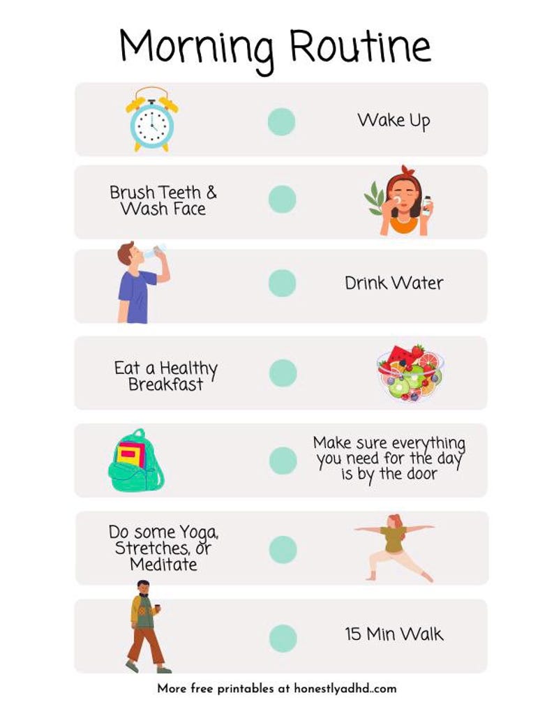 ADHD Morning Routine Chart for Kids – Visual Schedule Printable for ...