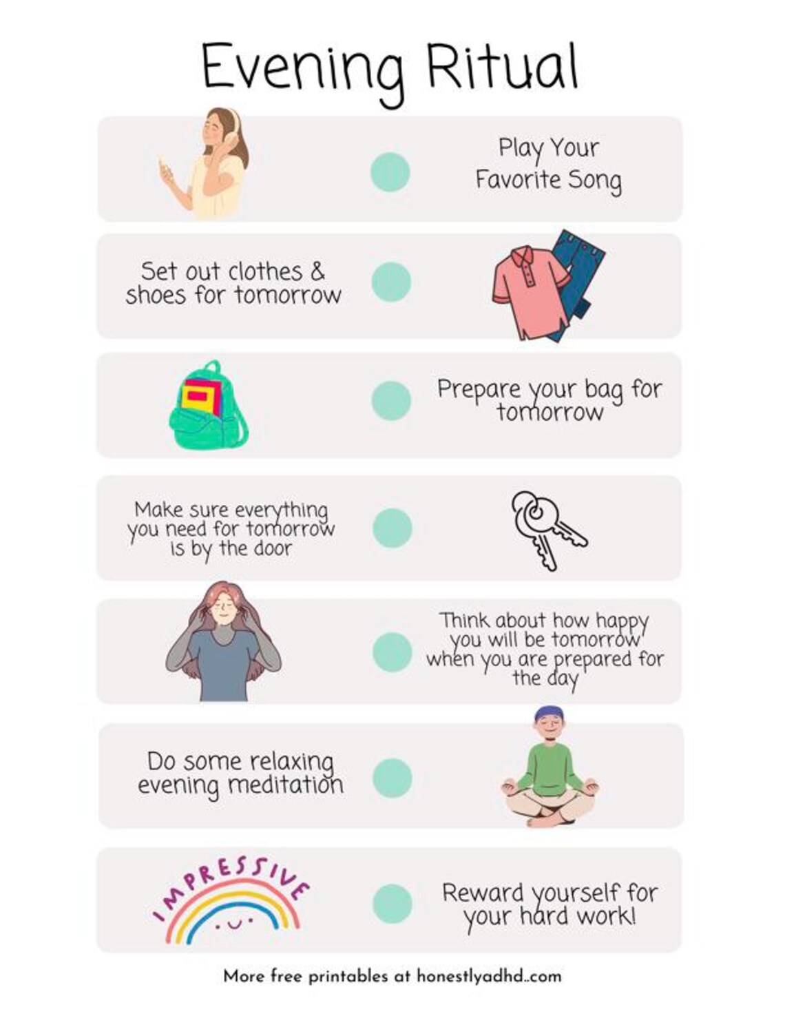 ADHD Evening Routine Chart for Kids – Visual Schedule Printable for ...