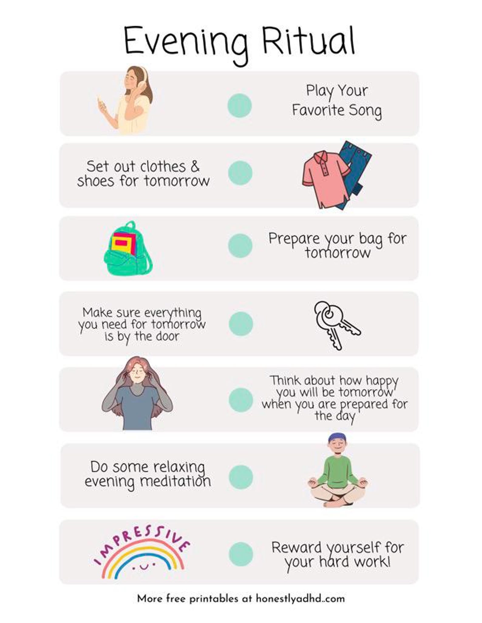 ADHD Evening Routine Chart for Kids – Visual Schedule Printable for ...