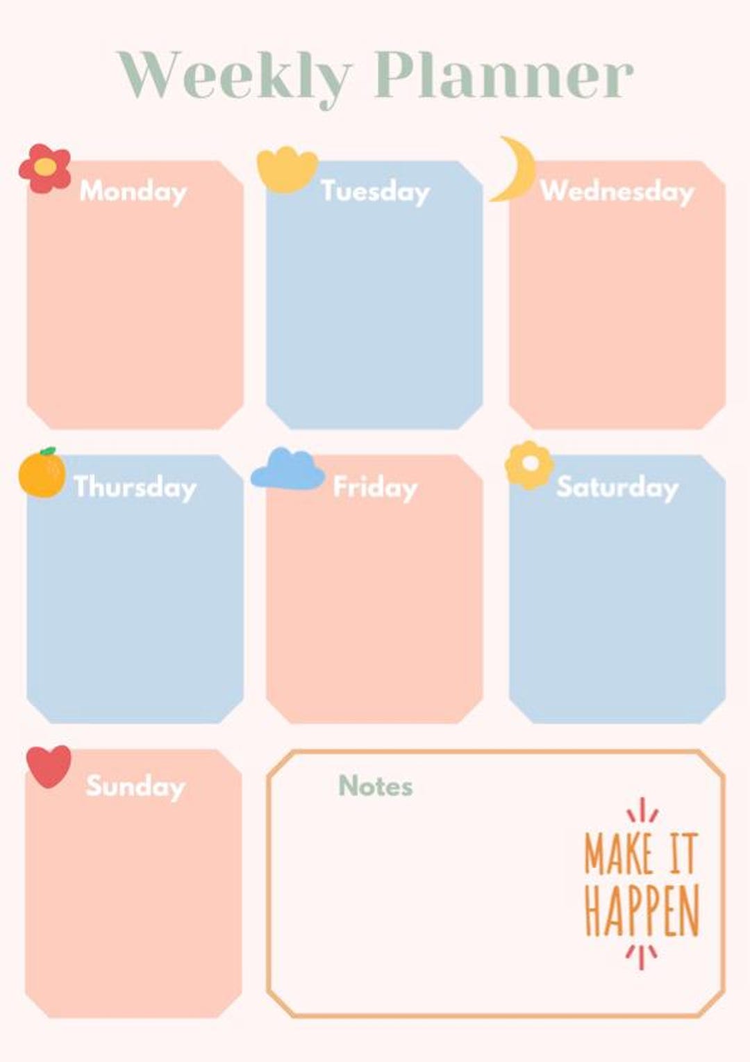 Weekly Planner for Kids – Printable Visual Schedule Template for ...