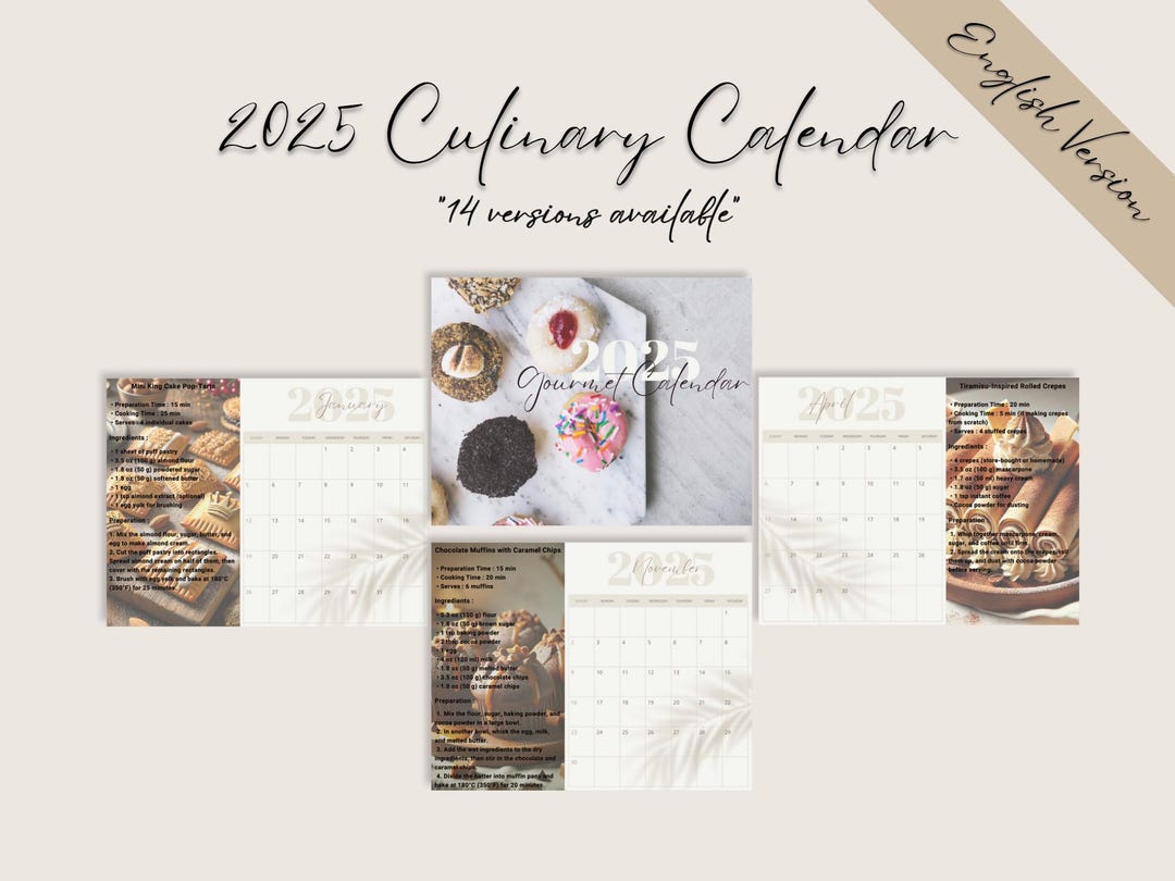 2025 Gourmet Culinary Calendar – Printable PDF – Illustrated Recipes ...