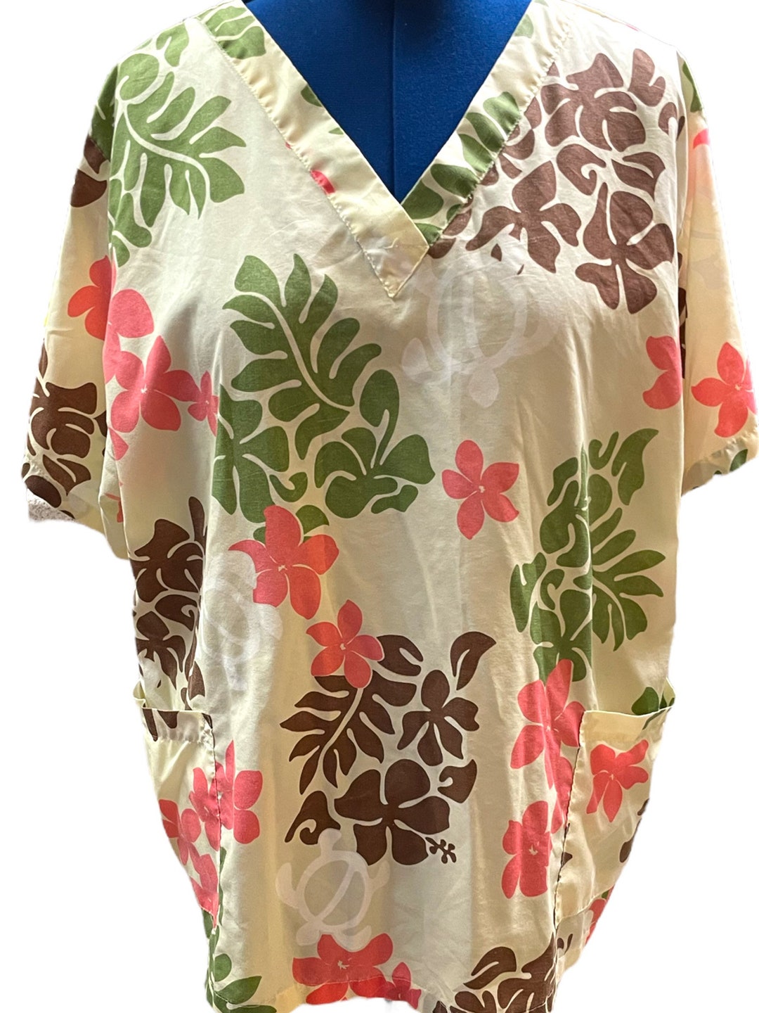 Vintage Hawaiian Togs Brand Tiki Beach Pool Vacation Hibiscus Turtle ...