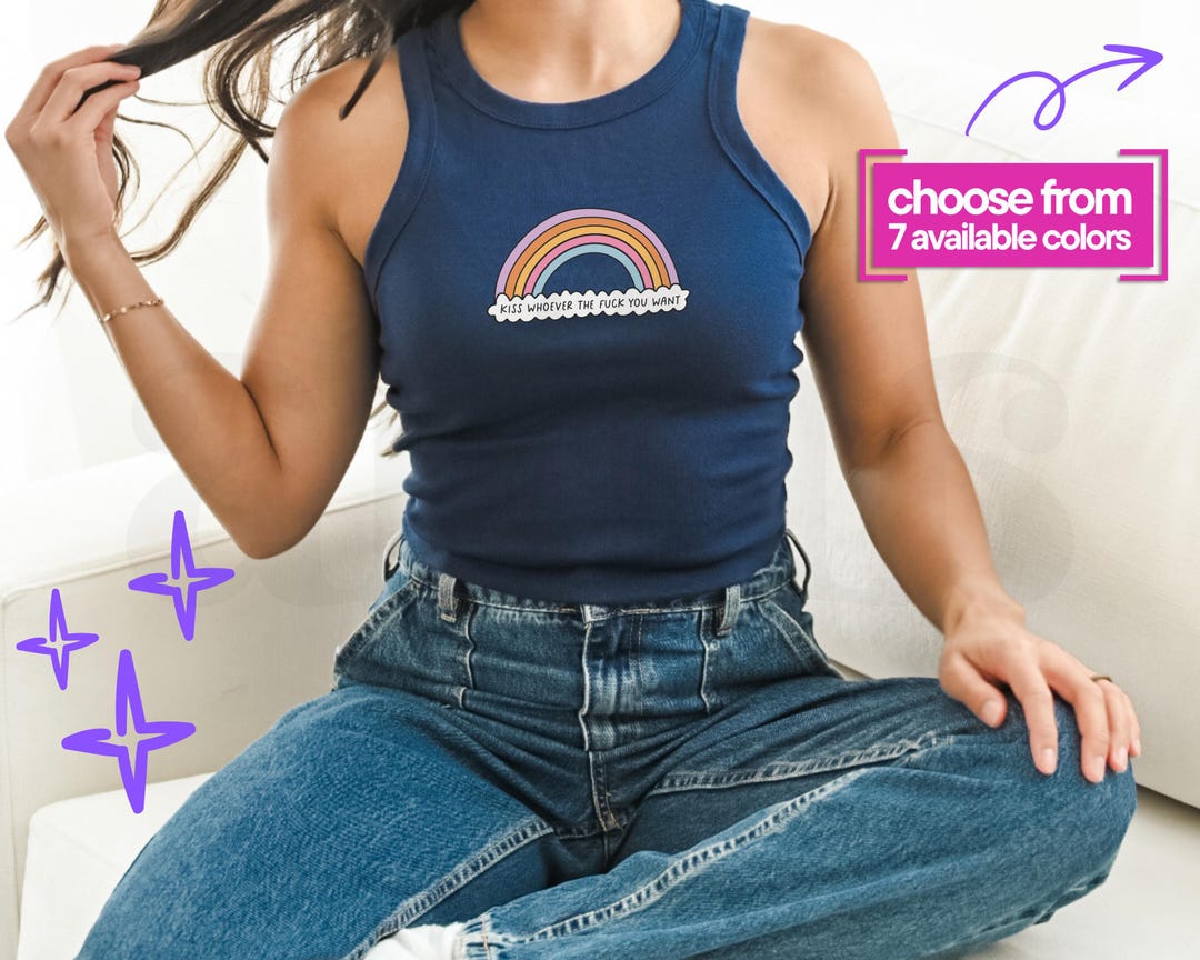 Kiss Whoever You Want Cropped Tank Top: LGBTQ Ally Shirt, Pride Tee - Etsy