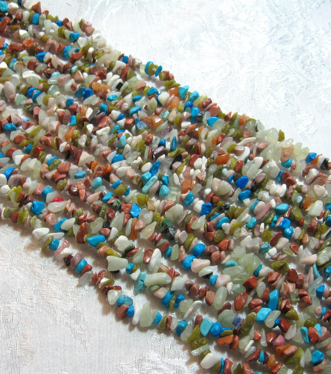 Multi Gemstone Chip Beads, 34" Strand Blue - Etsy