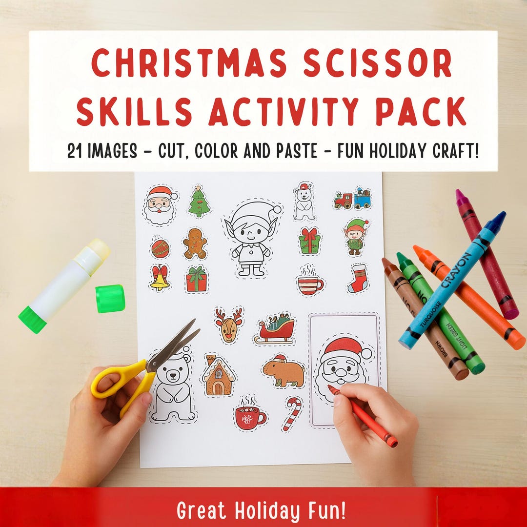 Christmas Scissor Skills Activity Pack: Cut, Color, Paste Printables ...