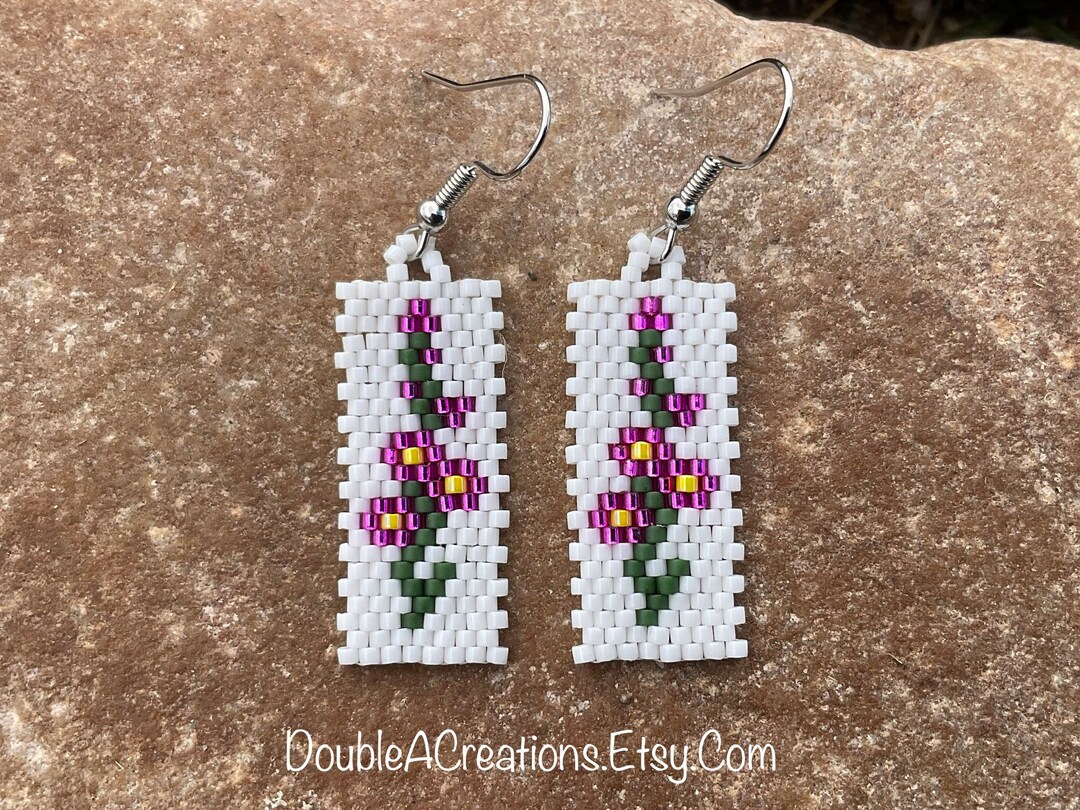 Fireweed Flowers Beaded Earrings - Etsy