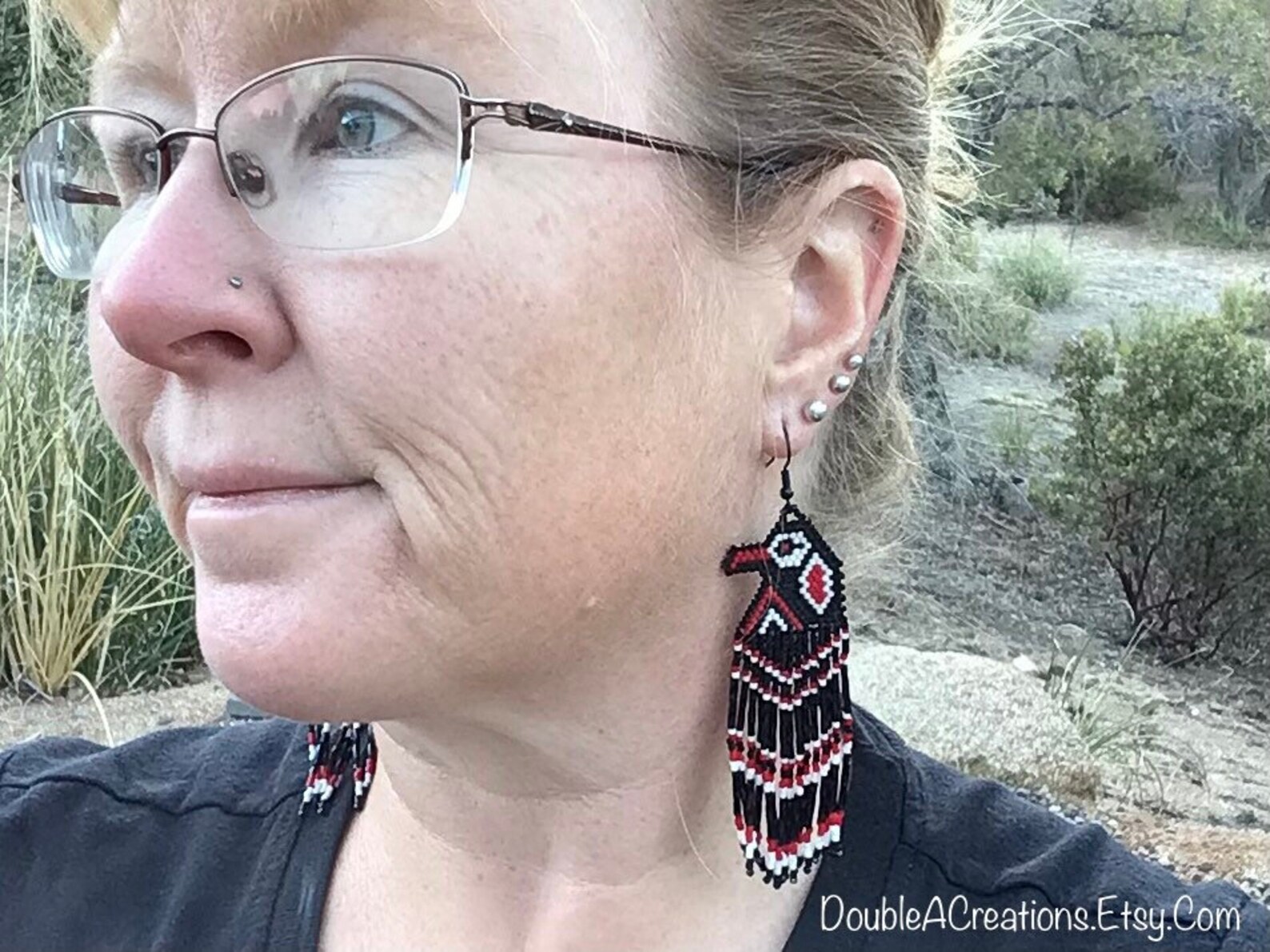 Native Ravens Beaded Earrings With Fringe, Salish Design - Etsy