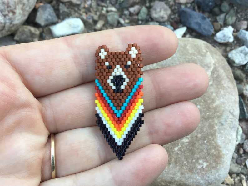 Native Bear Beaded Pin - Etsy