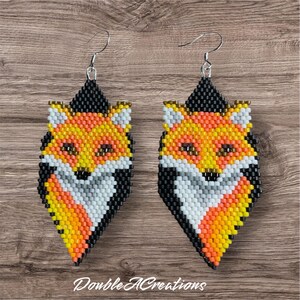 Red Fox Beaded Earrings - Etsy