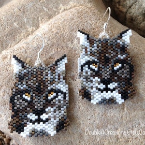 Bobcat Peyote Beaded Earrings - Etsy