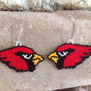 Beaded Cardinal Bird Earrings - Etsy