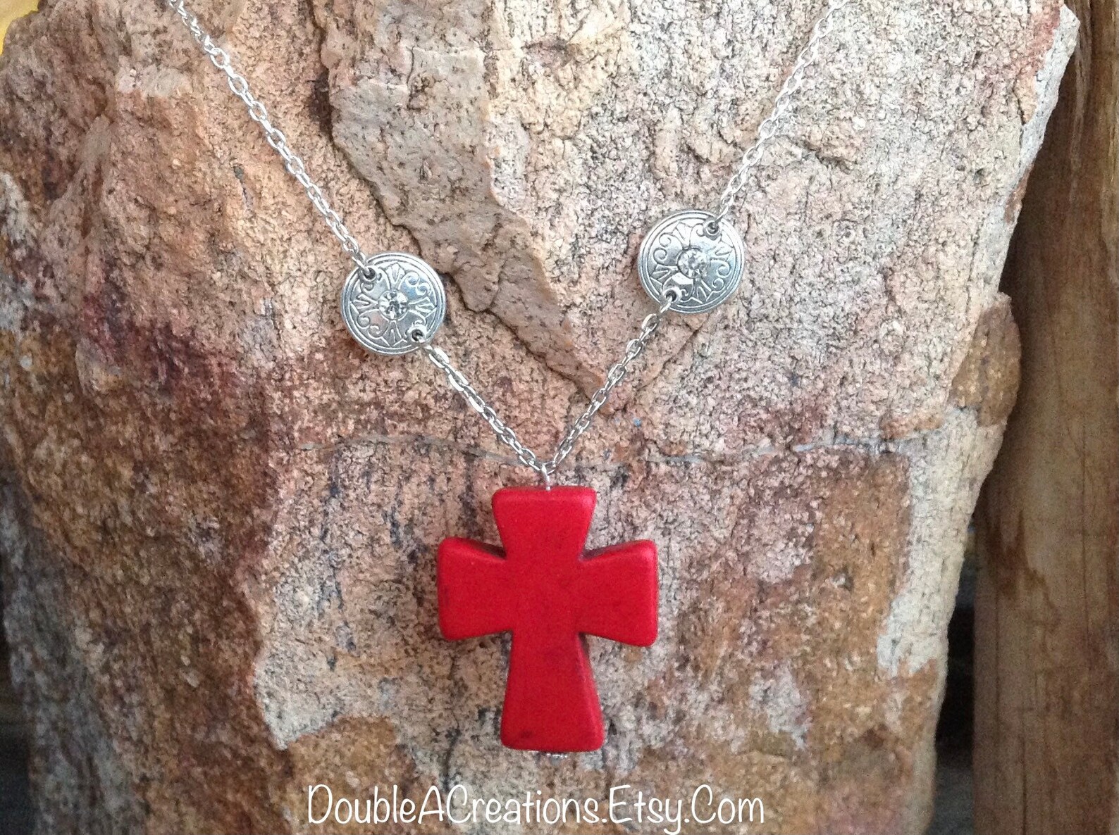 Red Cross Necklace on a Chain - Etsy