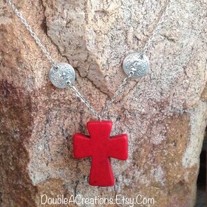 Red Cross Necklace on a Chain - Etsy