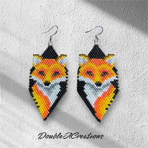 Red Fox Beaded Earrings - Etsy