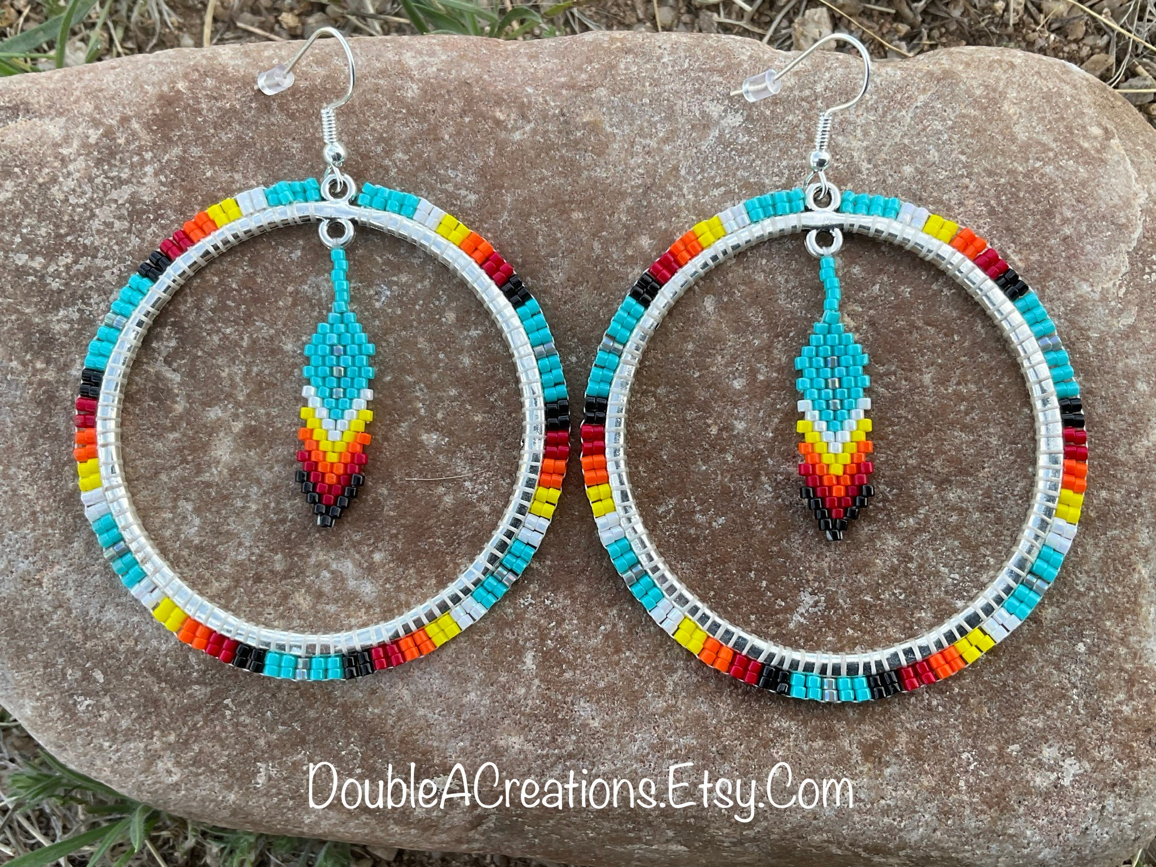 Native beaded hoop earrings store