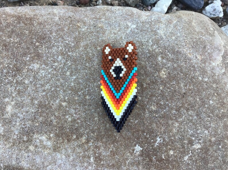 Native Bear Beaded Pin | Etsy