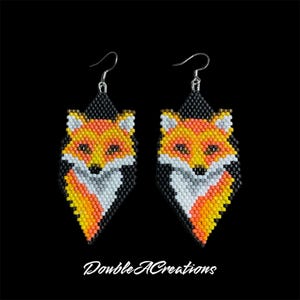 Red Fox Beaded Earrings - Etsy