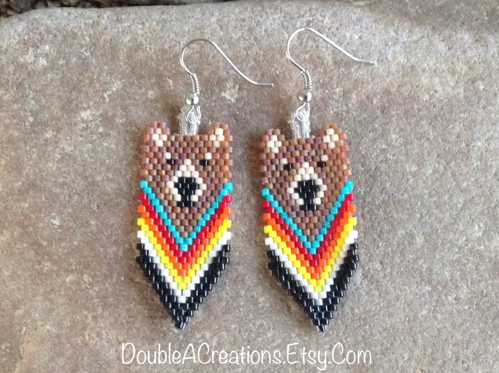 Native Bear Beaded Earrings - Etsy