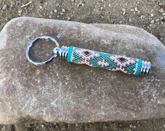 Peyote Stitch Bright Colors Beaded Keychain - Etsy