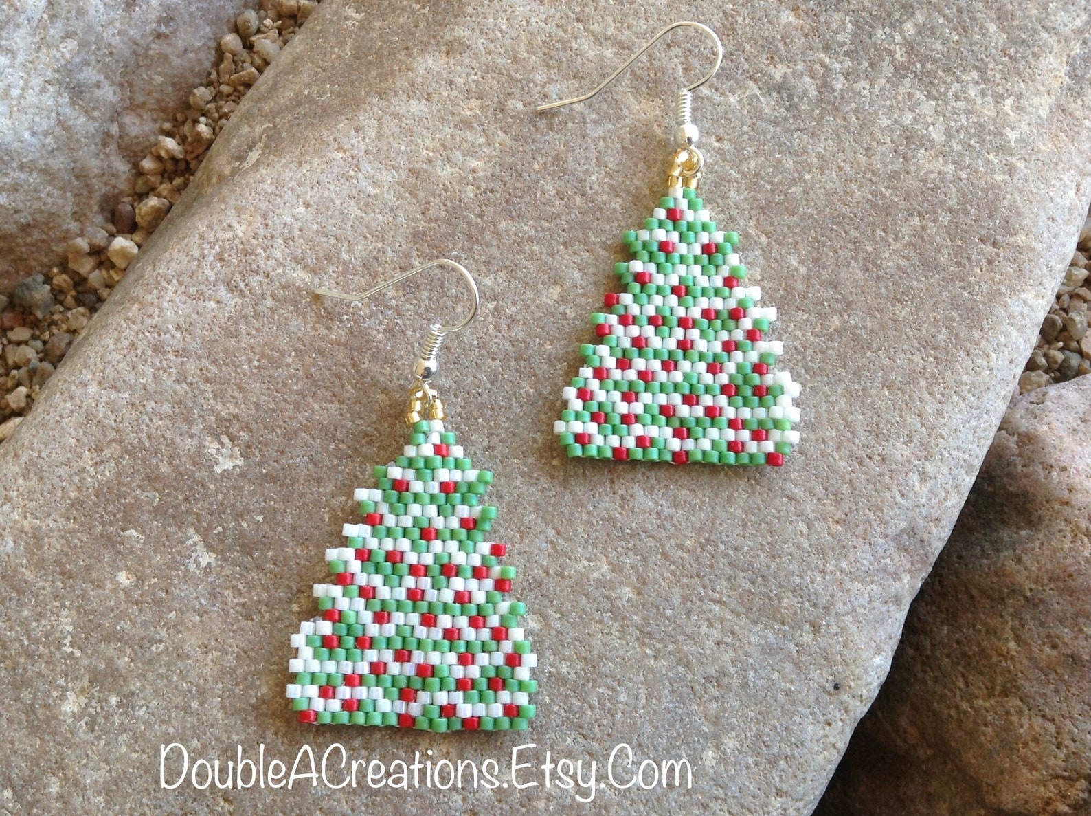 Christmas Tree Beaded Earrings - Etsy