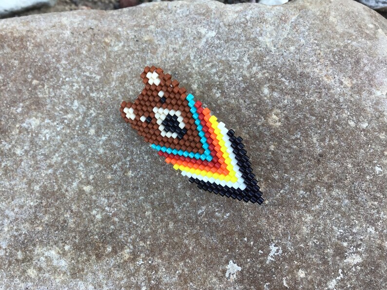 Native Bear Beaded Pin - Etsy
