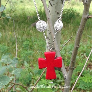 Red Cross Necklace on a Chain - Etsy