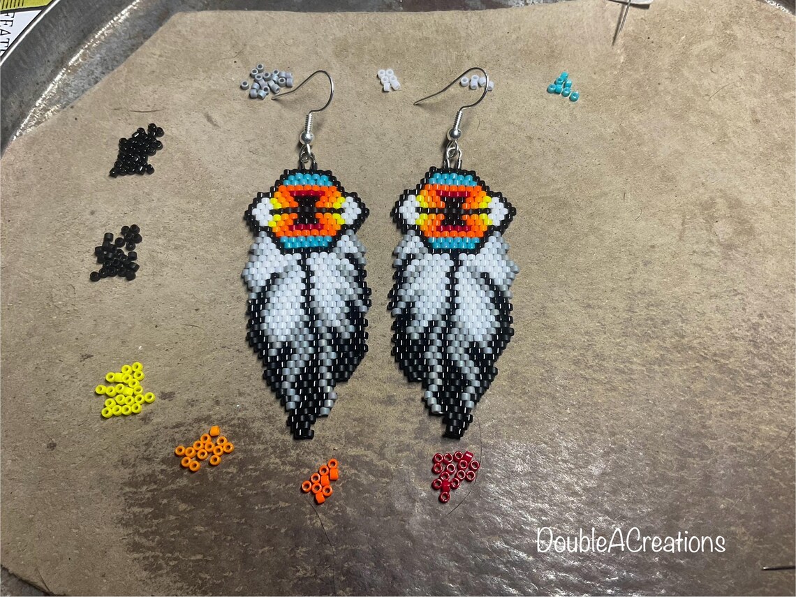 Southwest Feathers Beaded Earrings - Etsy