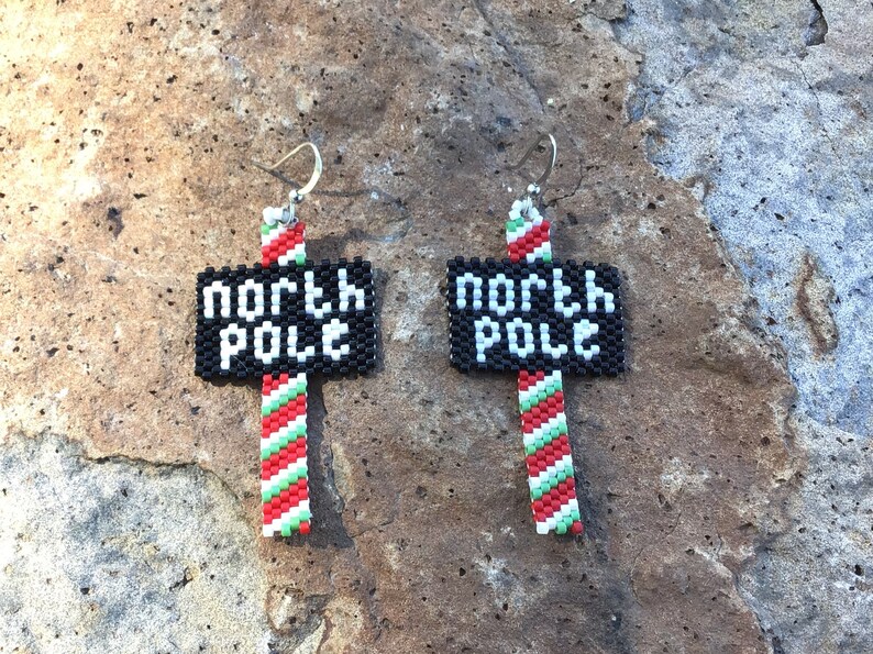 North Pole Beaded Earrings - Etsy Canada