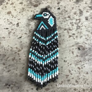 Native Turquoise Ravens Beaded Earrings With Fringe - Etsy