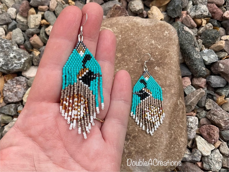 Quail in the Desert Beaded Earrings With Fringe - Etsy