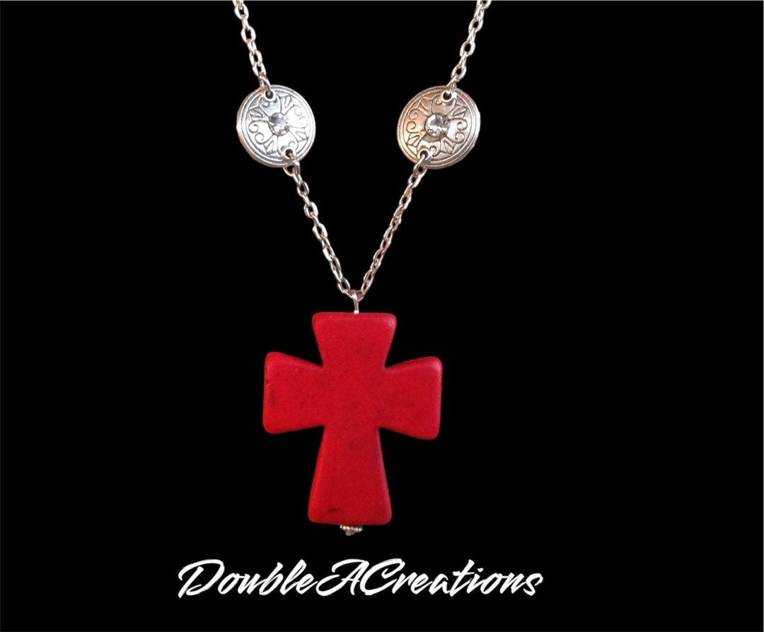 Red Cross Necklace on a Chain - Etsy