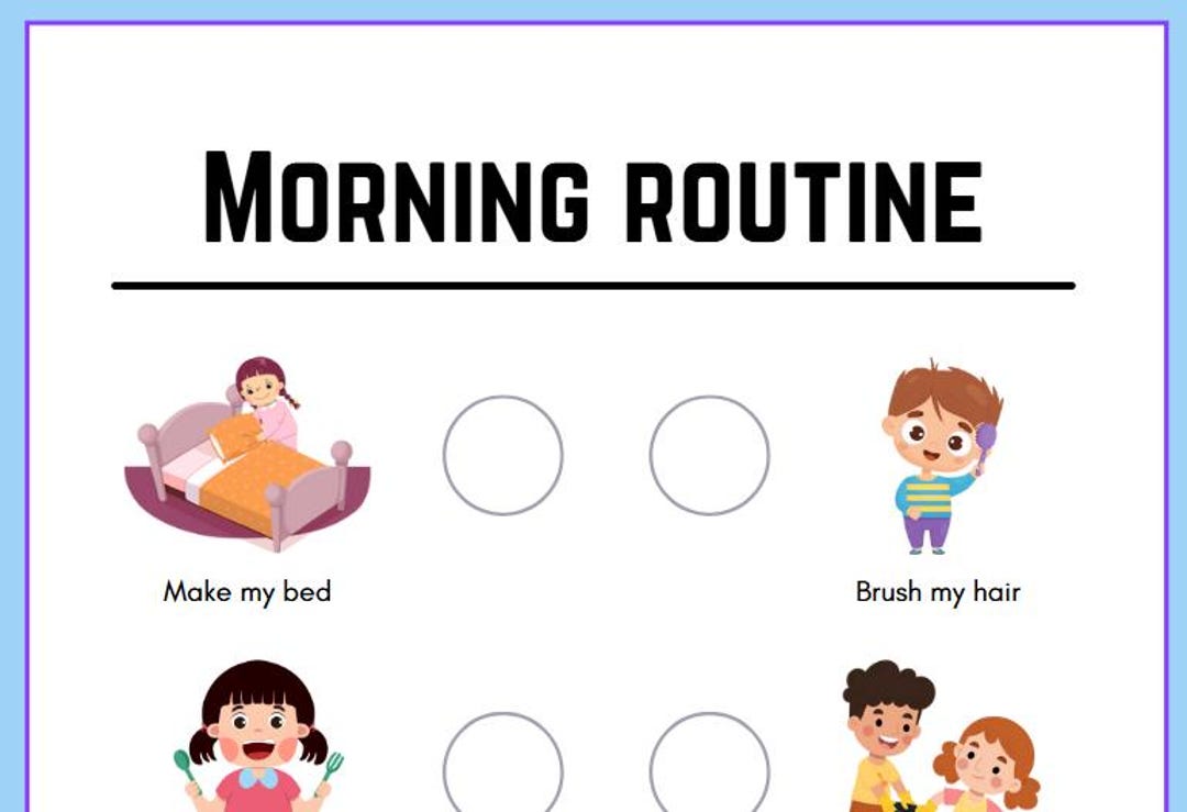 Kids Daily Routine Chart – Morning & Evening Schedule – Printable ...