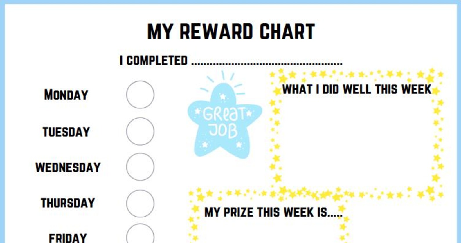Printable Weekly Reward Chart Bundle – Sticker Tracker for Kids – Fun ...