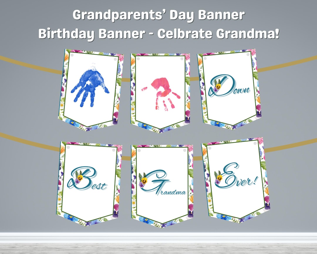 Grandparents' Day Unique Handprint Craft, Grandma Decorative Banners ...