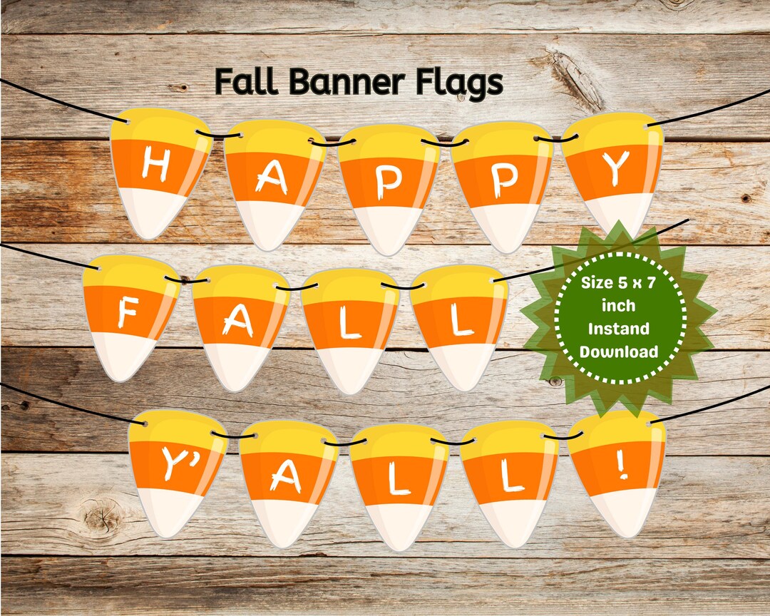 Happy Fall Y'all Banner: Candy Corn Style, Festive Autumn Decor - Etsy