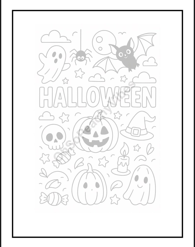 Cute Halloween Coloring Pages – Digital Download - Etsy