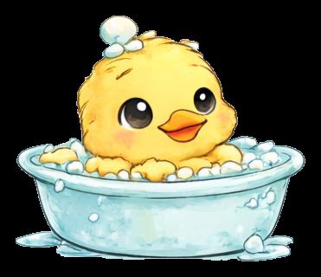 Kawaii Duckling Bubble Bath PNG, Baby Duck Clipart (digital Download ...